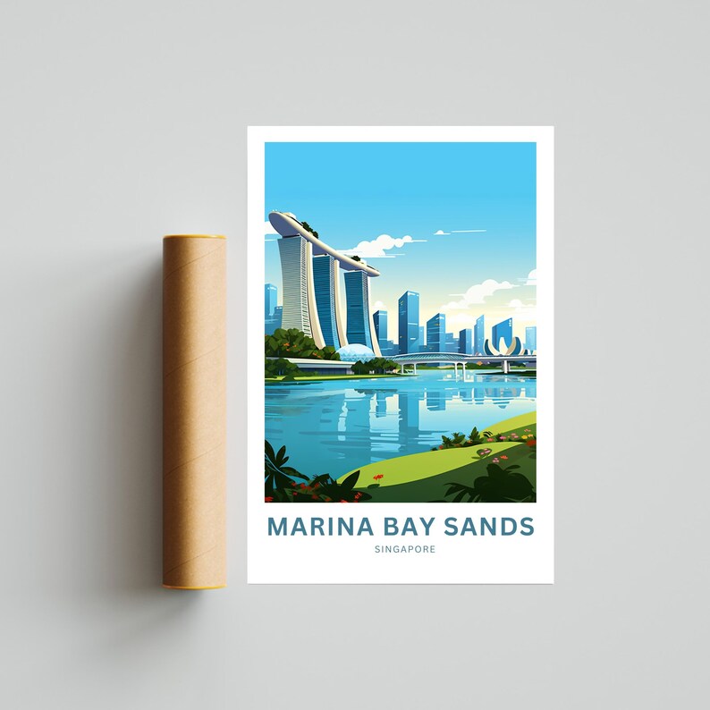 Marina Bay Sands Travel Print - Marina Bay Sands Poster, Singapore Wall ...