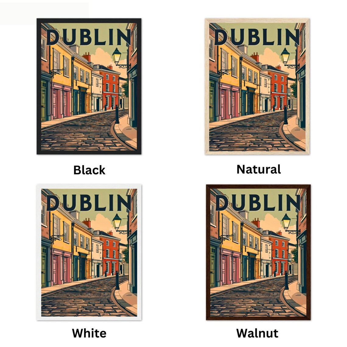 Dublin Vintage Travel Poster - Dublin Print, Ireland Wall Art, Framed ...