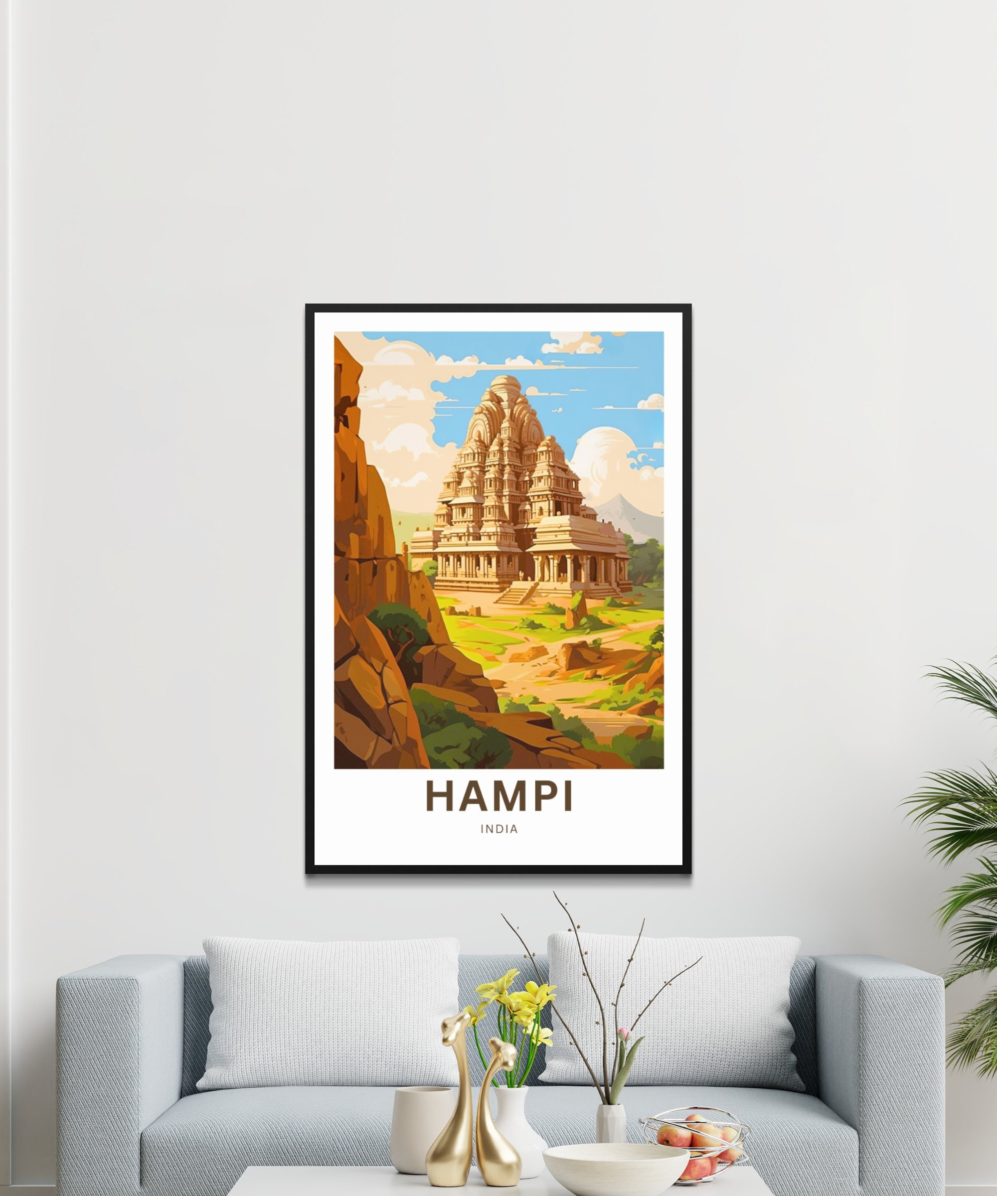 Personalized Hampi Travel Print Hampi Poster, India Wall Art, Framed Present, Gift India Present ...