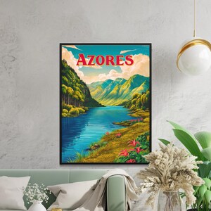 Azores Vintage Travel Poster - Azores Print, Portugal Wall Art, Framed ...