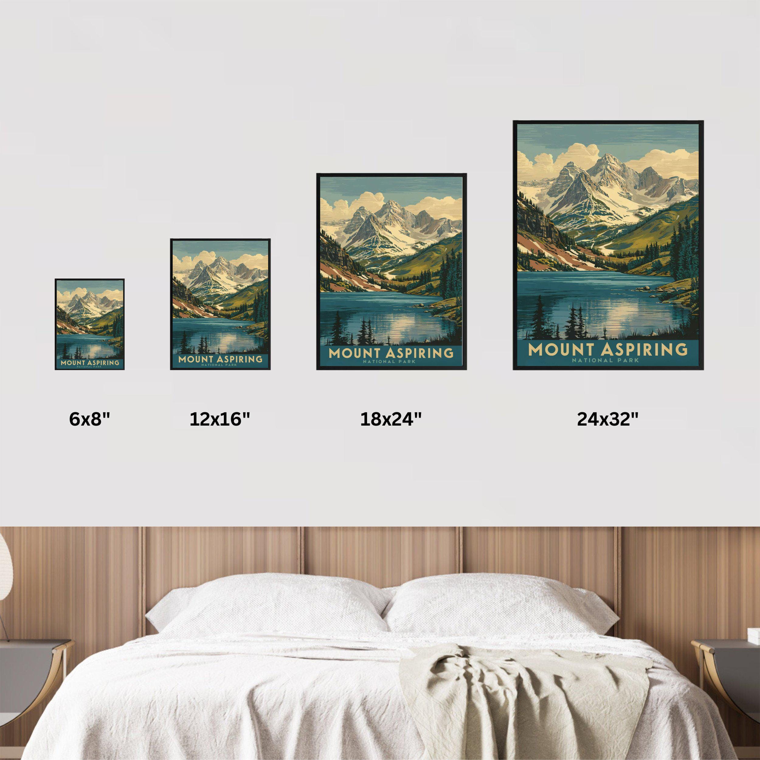 Mount Aspiring National Park Vintage Travel Poster - Mount Aspiring ...