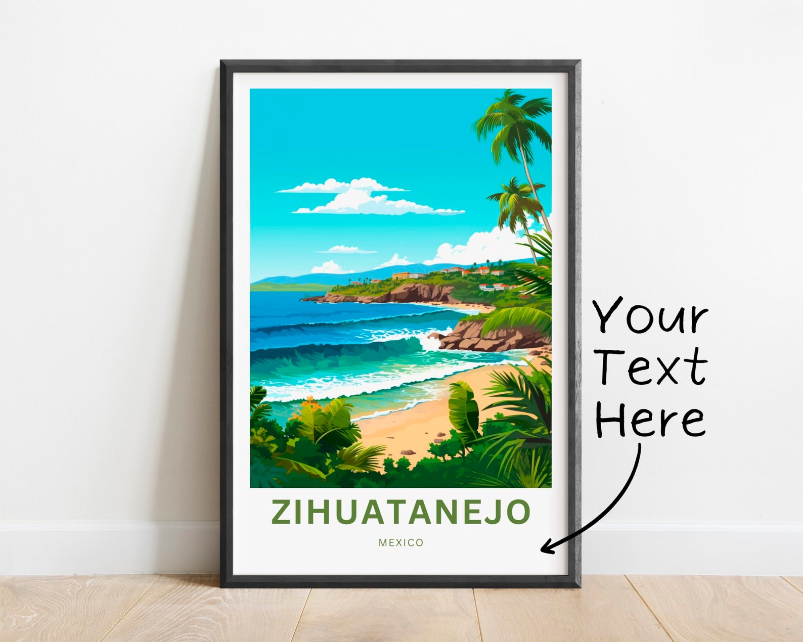 Personalized Zihuatanejo Travel Print Zihuatanejo Poster, Mexico Wall ...