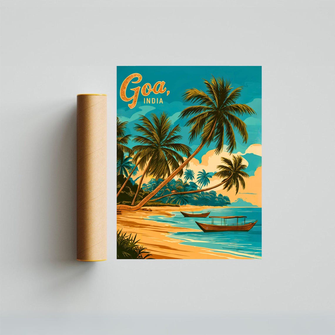 Goa Vintage Travel Poster - Goa Print, India Wall Art, Framed, Gift ...