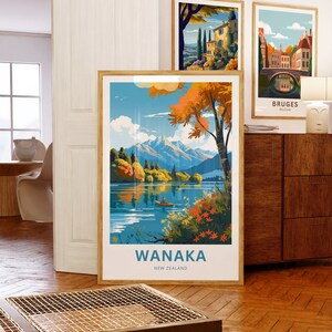 Wanaka Travel Print - Wanaka Poster, New Zealand Wall Art, Framed ...