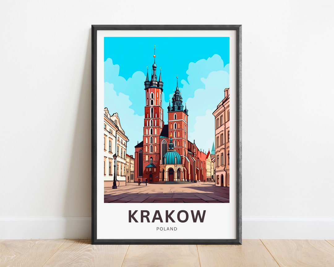 Krakow Travel Print - Krakow Poster, Poland Wall Art, Framed Present ...