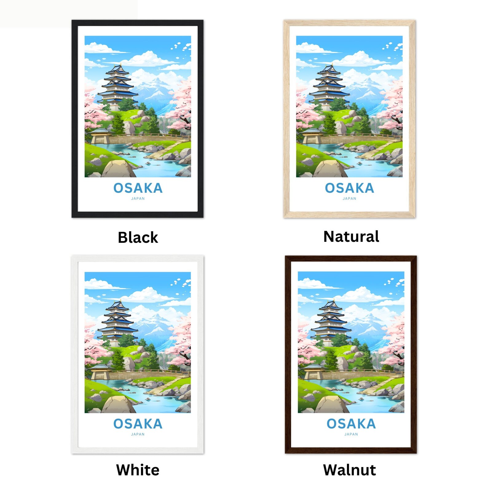 Osaka Travel Print - Osaka Poster, Japan Wall Art, Framed Present, Gift ...