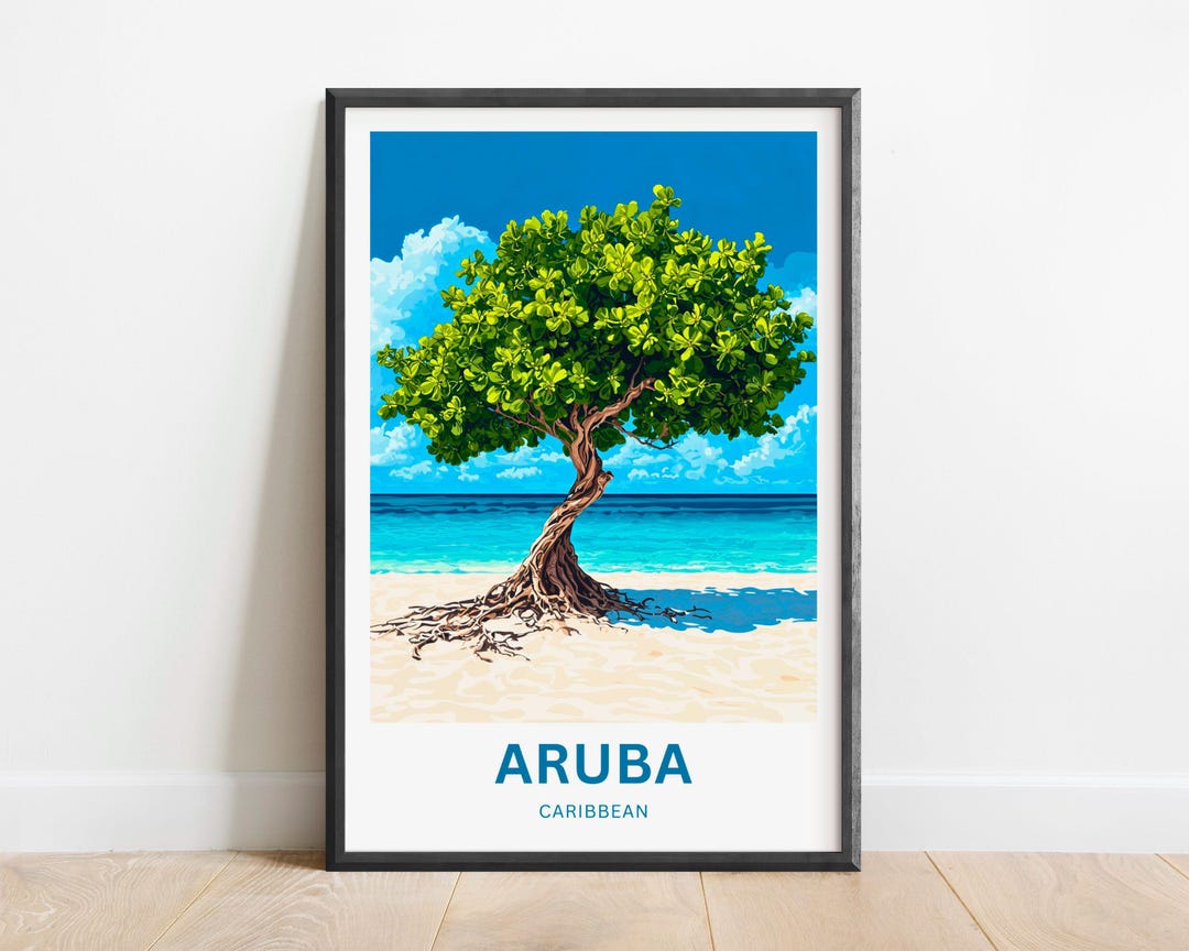 Aruba Travel Print - Aruba Poster, Caribbean Wall Art, Framed Present ...