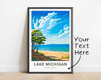 Lake Michigan Travel Poster, Great Lakes Wall Art, Great Lakes Print ...