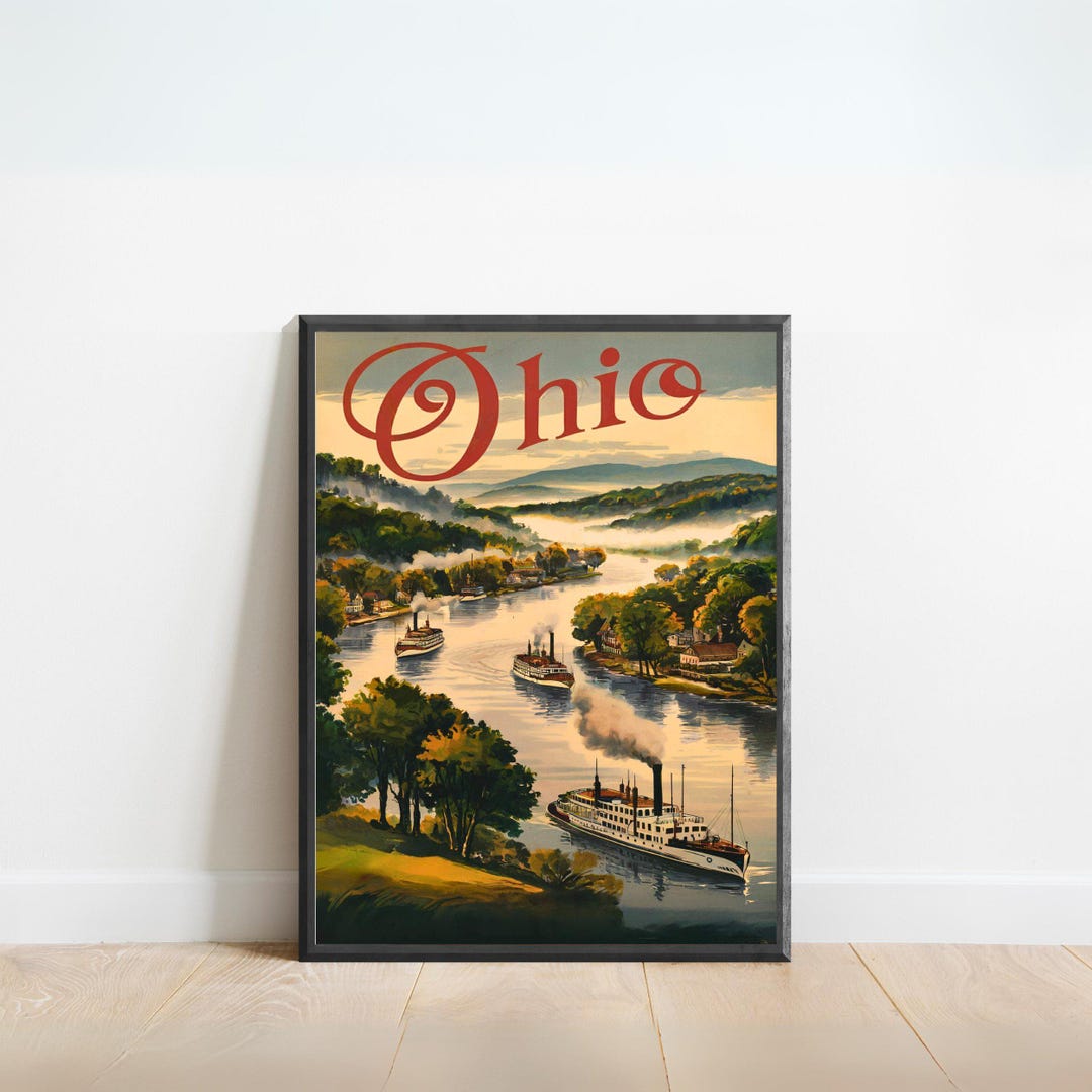 Ohio Vintage Travel Poster - Ohio Print, United States Wall Art, Framed ...