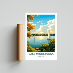 Lake Minnetonka Print: Minnesota Travel Poster, Personalized Wall Art ...