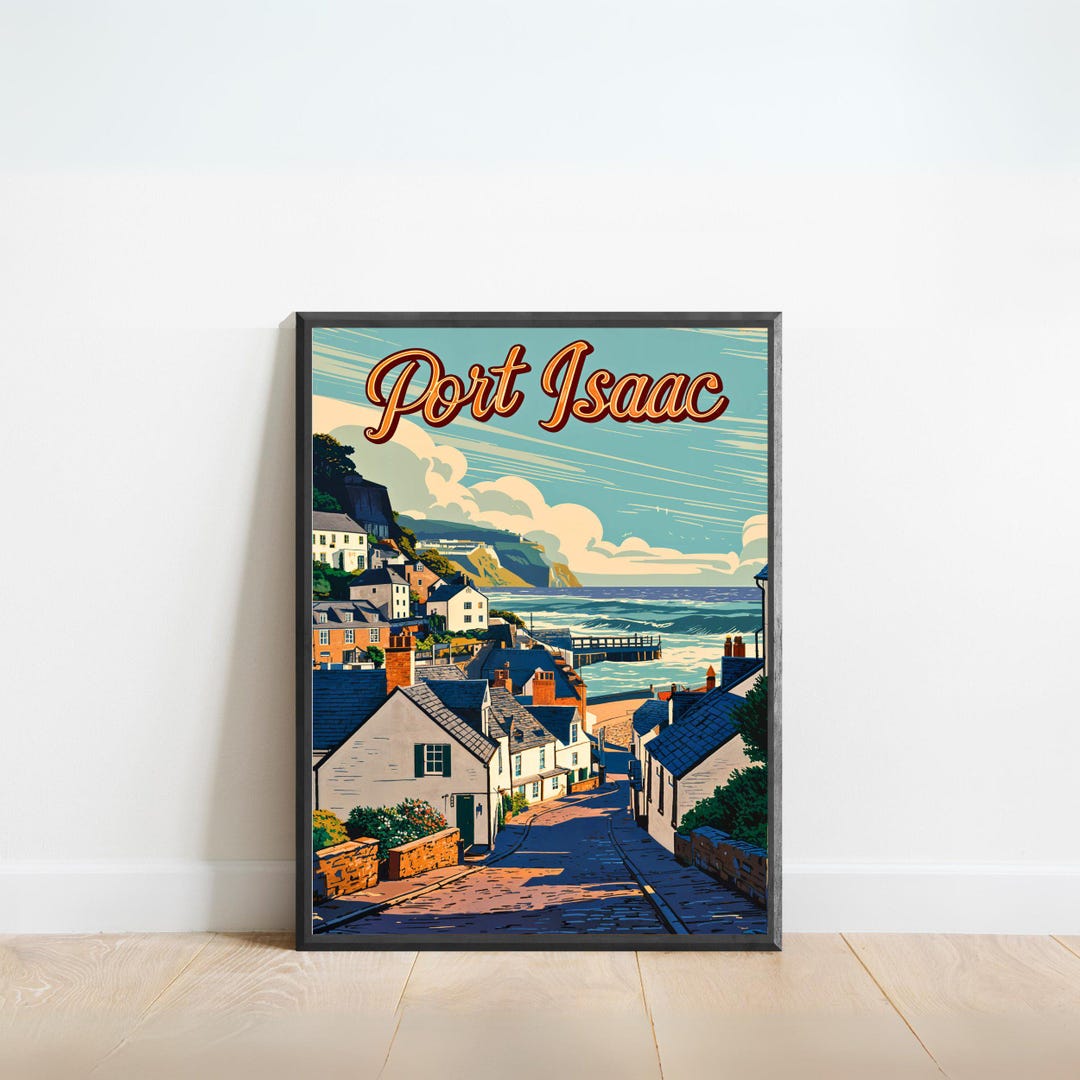 Port Isaac Vintage Travel Poster - Port Isaac Print, Cornwall, England ...