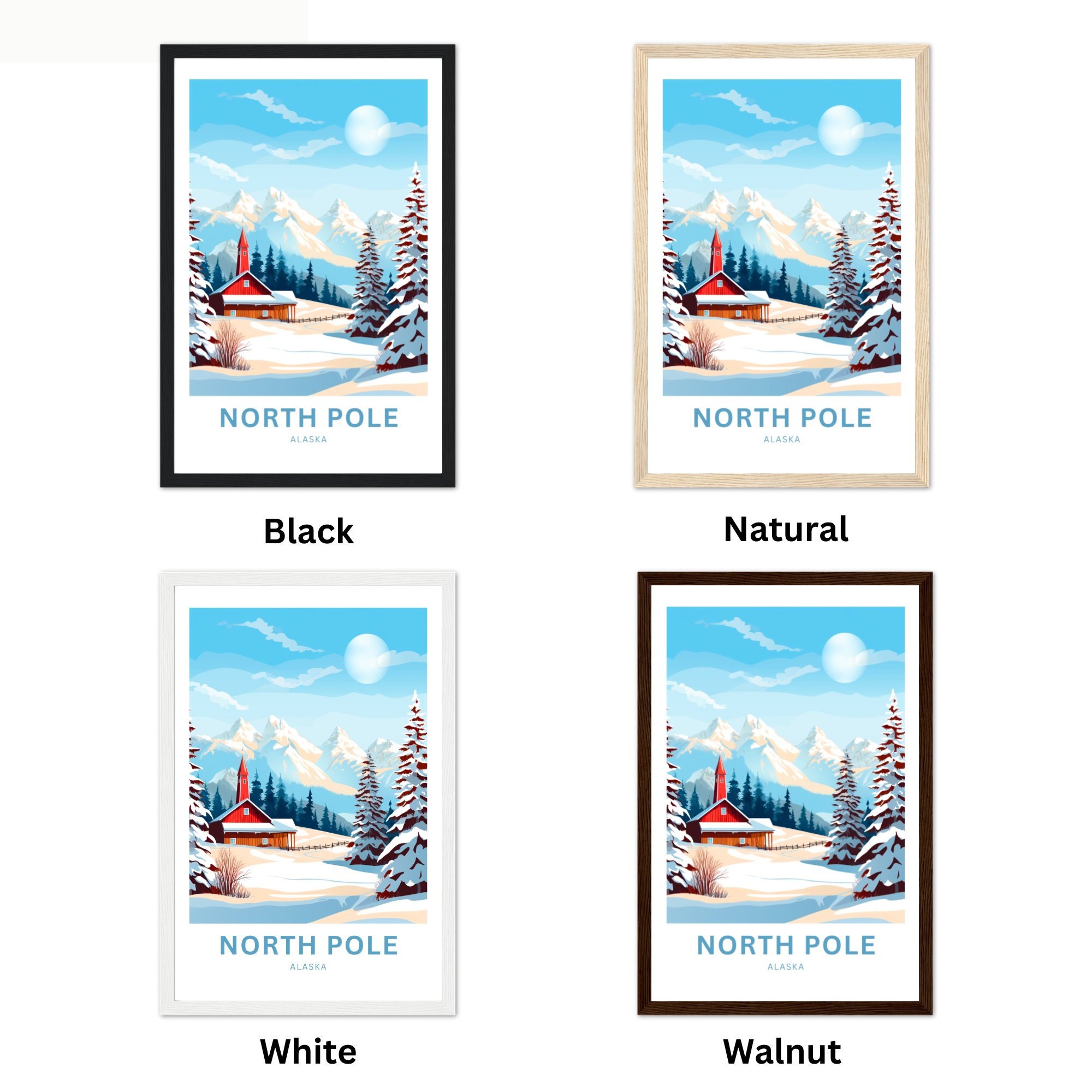North Pole Travel Print - North Pole Poster, Alaska Wall Art, Framed ...