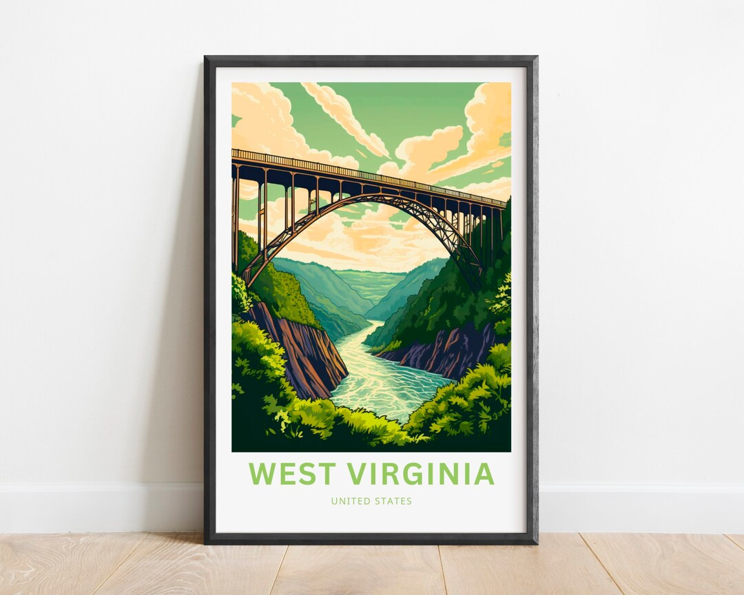West Virginia Travel Print - West Virginia Poster, United States Wall ...