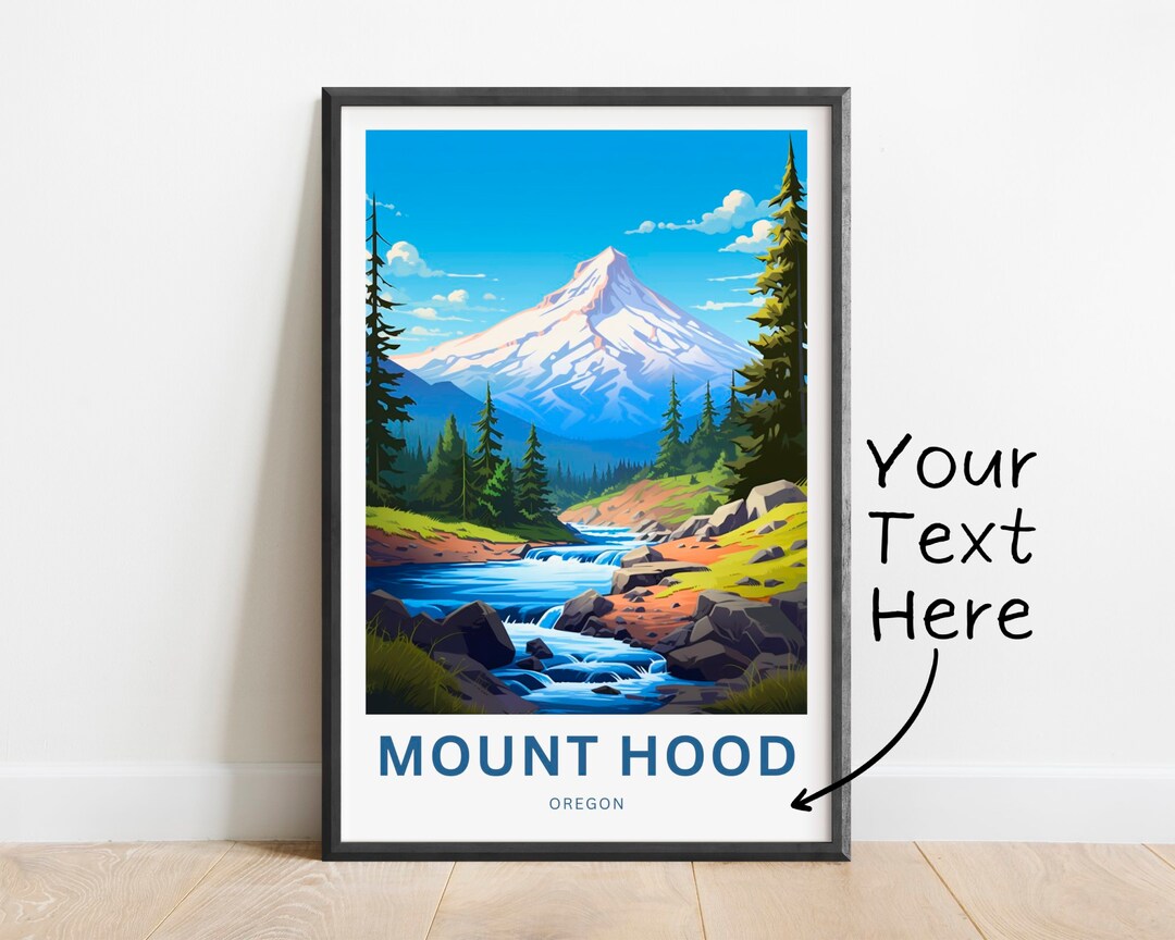 Personalized Mount Hood Travel Print Mount Hood Poster, Oregon Wall Art ...