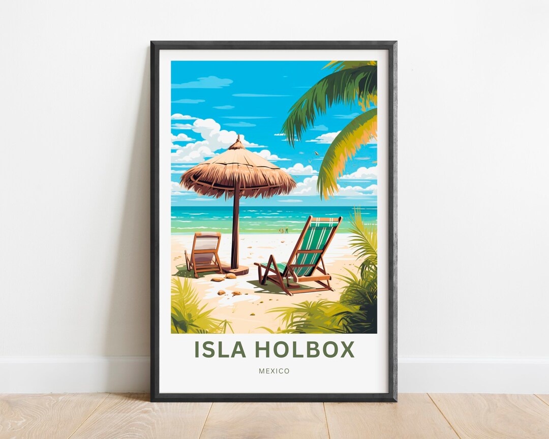 Isla Holbox Travel Print - Isla Holbox Poster, Mexico Wall Art, Framed ...