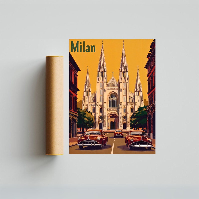Milan Vintage Travel Poster - Milan Print, Italy Wall Art, Framed, Gift ...