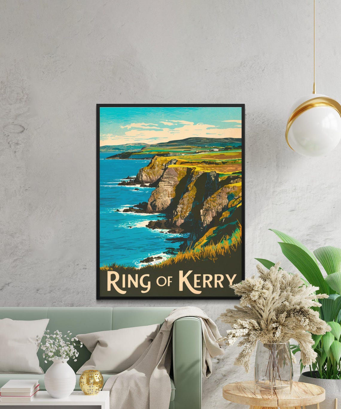 Ring of Kerry Vintage Travel Poster - Ring of Kerry Print, Ireland Wall ...