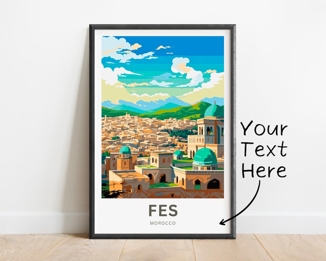 Personalized Fes Travel Print - Fes Poster, Morocco Wall Art, Framed ...