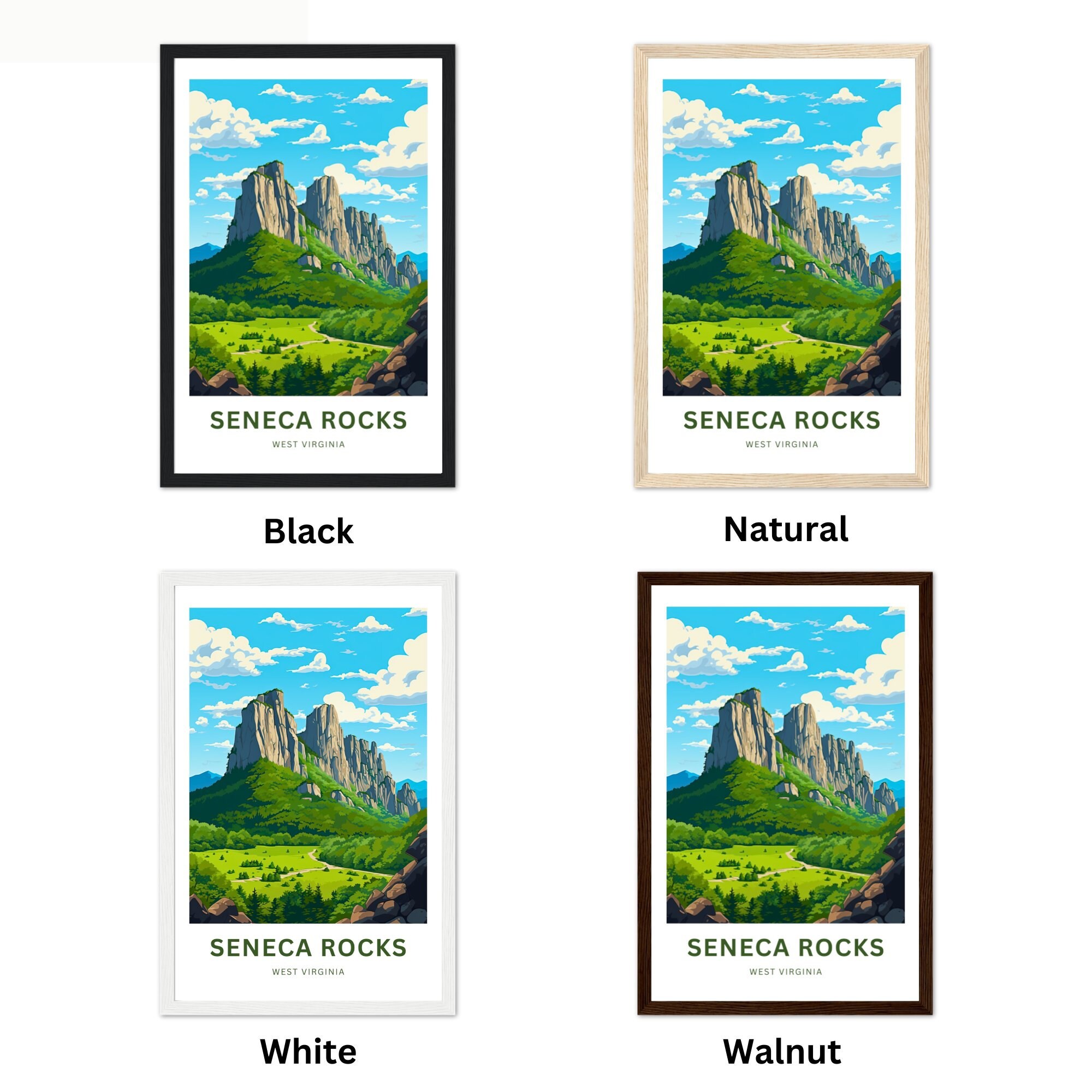 Seneca Rocks Travel Print Seneca Rocks Poster, Virginia Wall Art ...