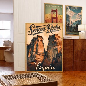 Seneca Rocks Vintage Travel Print - Seneca Rocks Vintage Poster ...