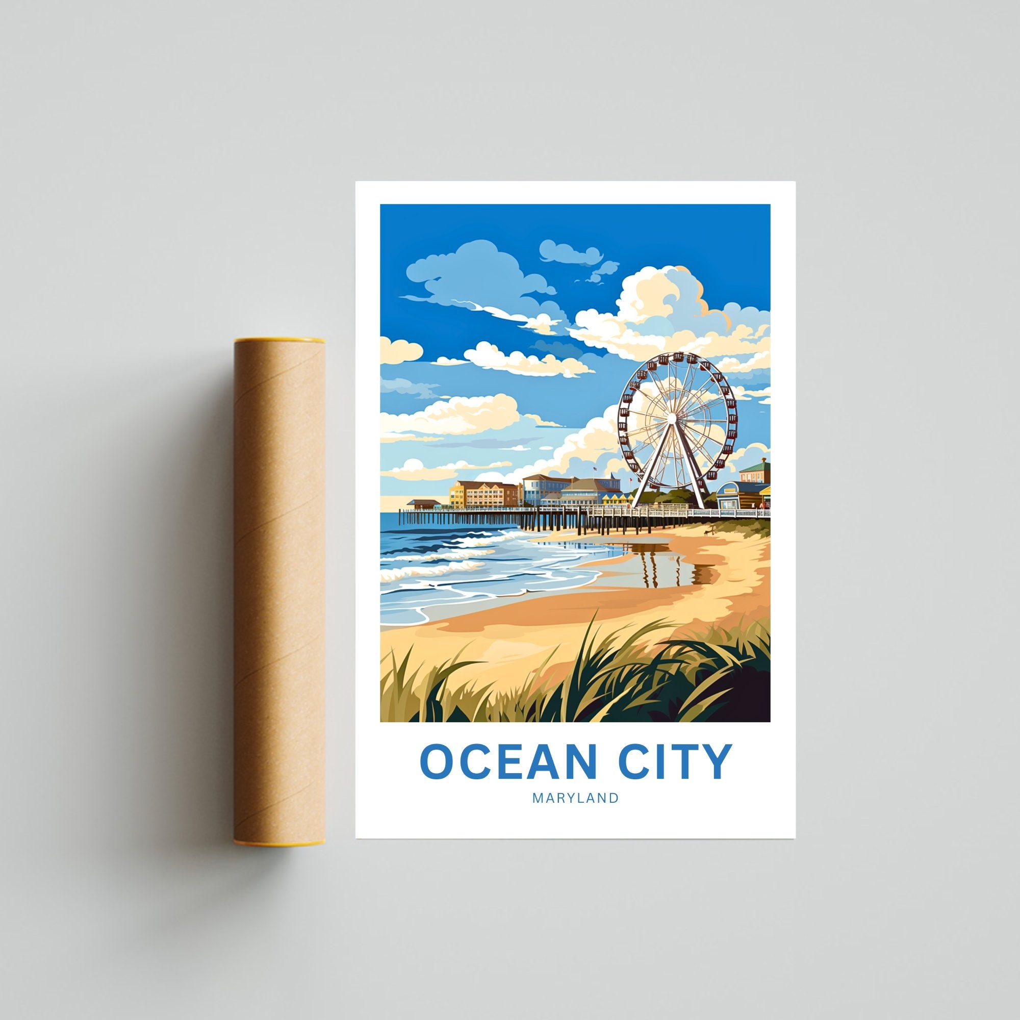 Personalized Ocean City Travel Print - Ocean City Poster, Maryland Wall ...