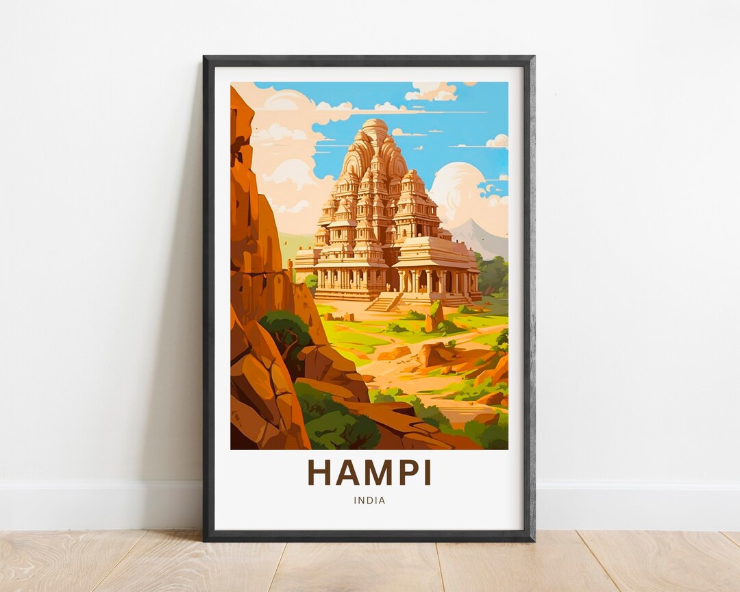 Hampi Travel Print - Hampi Poster, India Wall Art, Framed Present, Gift ...