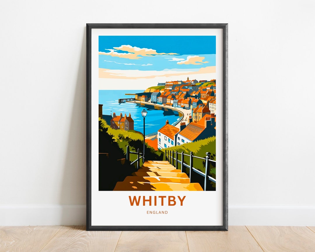 Whitby Travel Print - Whitby Poster, England Wall Art, Framed Present ...