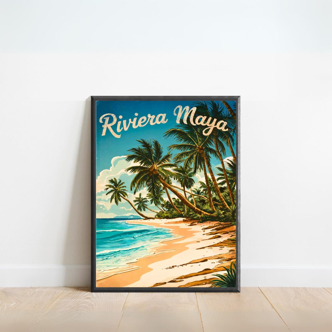 Riviera Maya Vintage Travel Poster - Riviera Maya Print, Mexico Wall ...