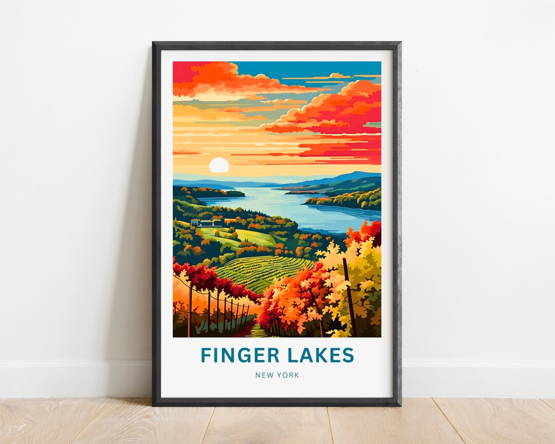 Finger Lakes Travel Print - Finger Lakes Poster, New York Wall Art ...