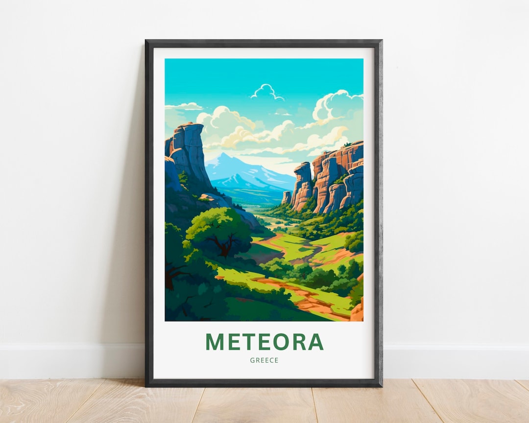 Meteora Travel Print - Meteora Poster, Greece Wall Art, Framed Present ...