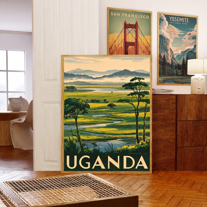 Uganda Wall Art Print: Africa Travel Decor (vintage Style) - Etsy