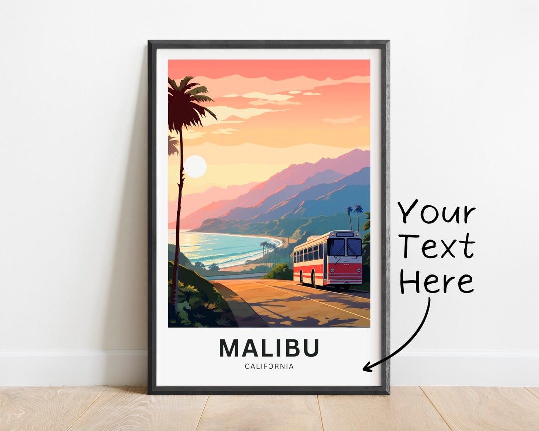 Personalized Malibu Travel Print - Malibu Poster, California Wall Art ...