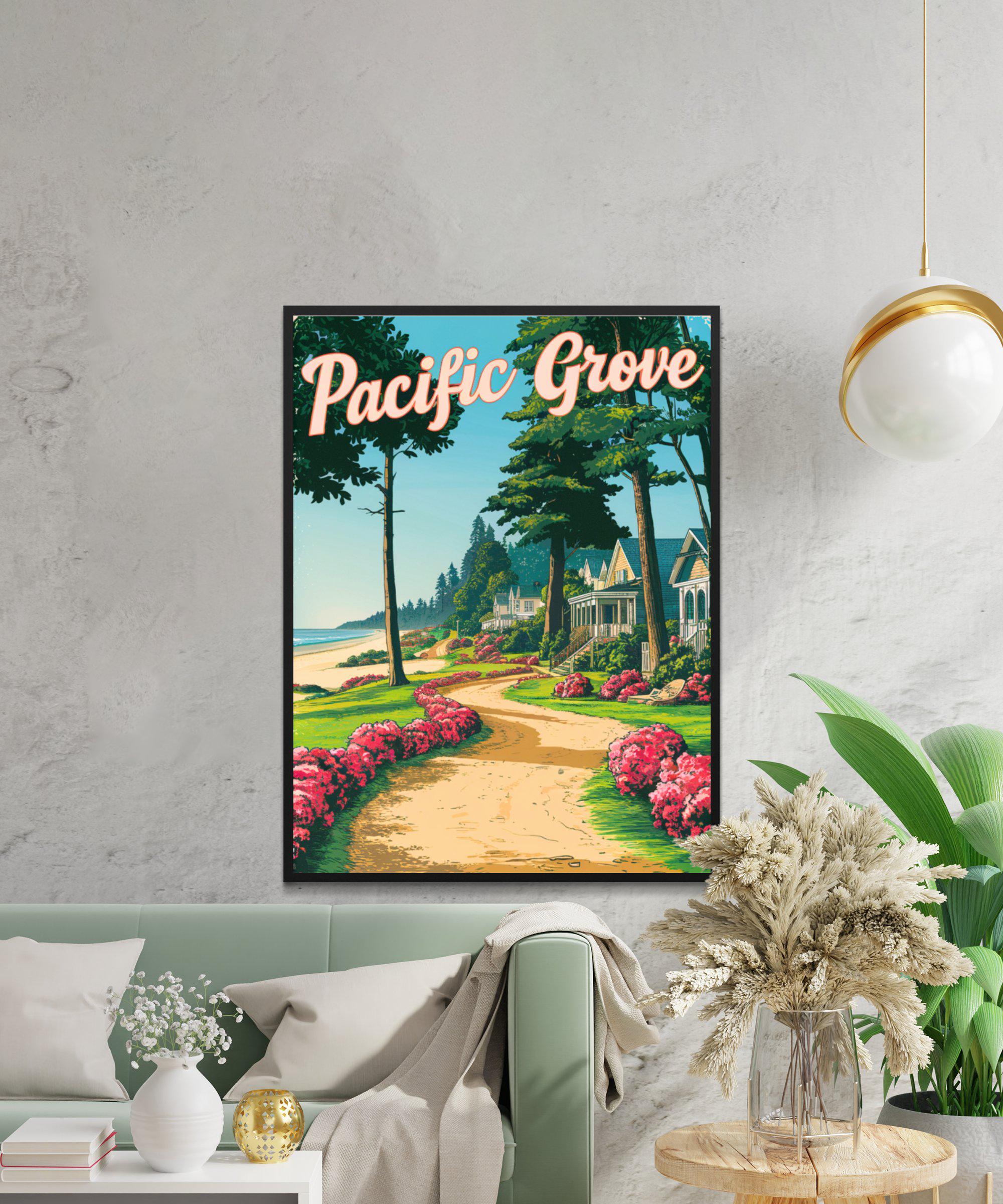 Pacific Grove Vintage Travel Poster - Pacific Grove Print, California ...