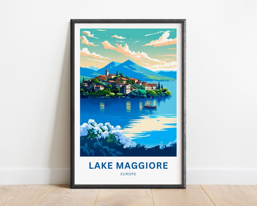 Lake Maggiore Travel Print - Lake Maggiore Poster, Italy Wall Art ...