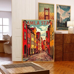 Gamla Stan Vintage Travel Poster - Gamla Stan Print, Stockholm, Sweden ...