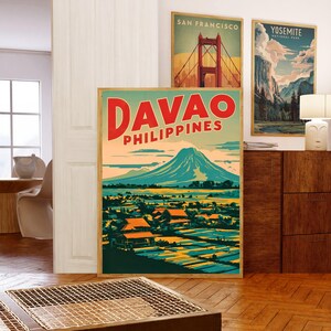 Davao Vintage Travel Poster - Davao Print, Philippines Wall Art, Framed ...
