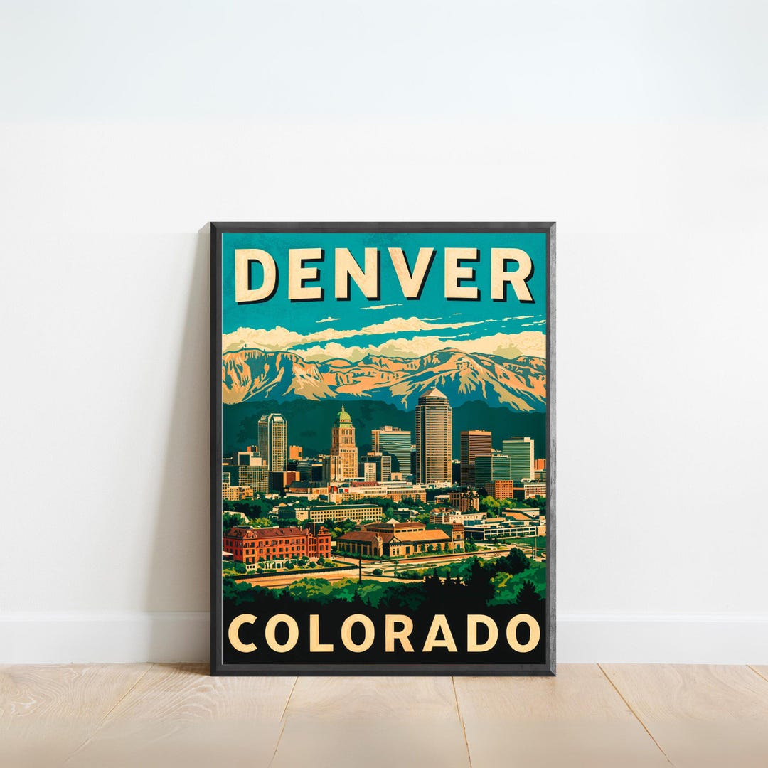 Denver Vintage Travel Poster - Denver Print, Colorado Wall Art, Framed ...