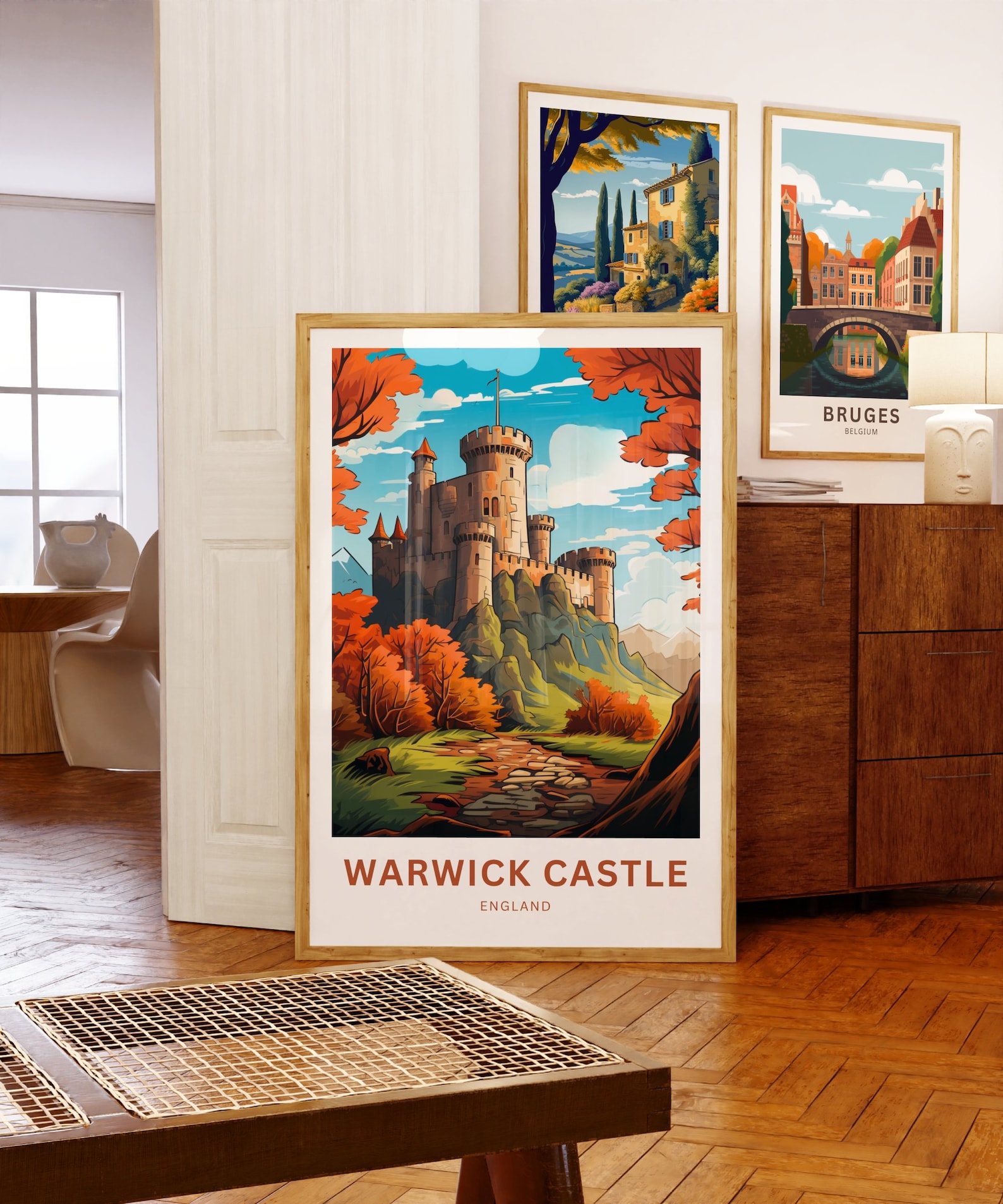 Warwick Castle Travel Print - Warwick Castle Lake Poster, England UK ...
