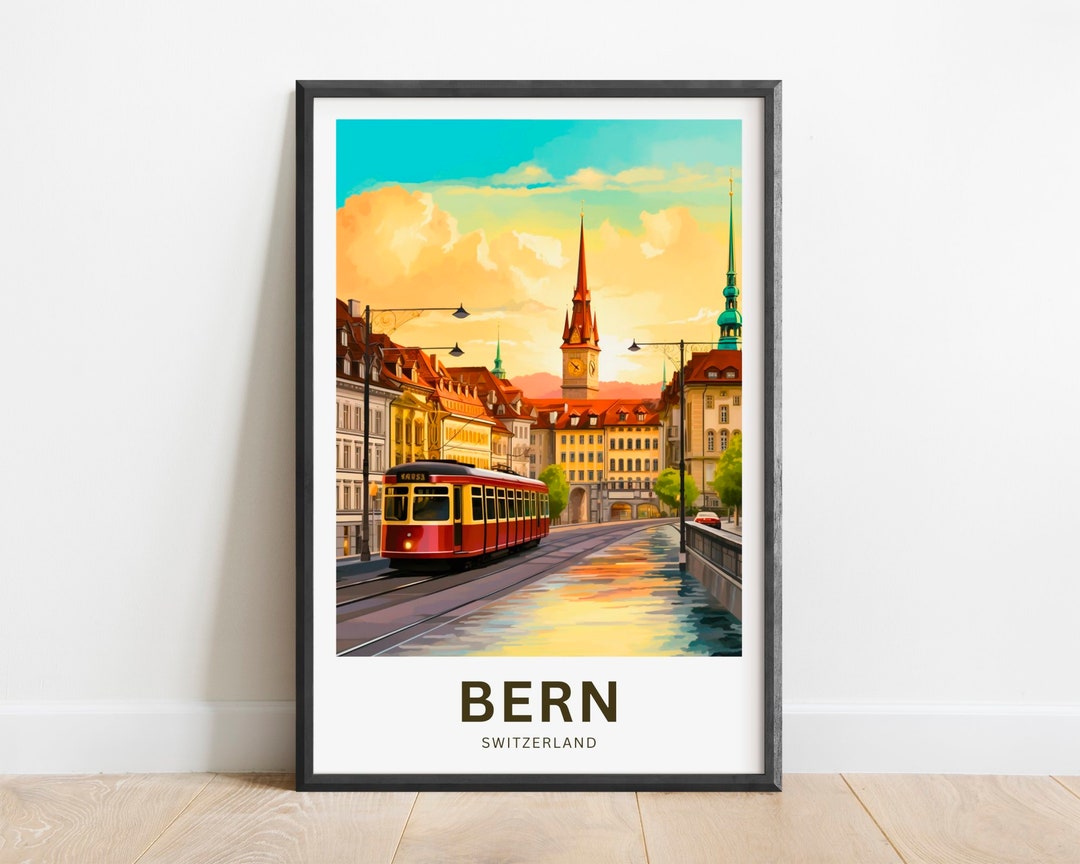 Bern Travel Print - Bern Poster, Switzerland Wall Art, Framed Present ...