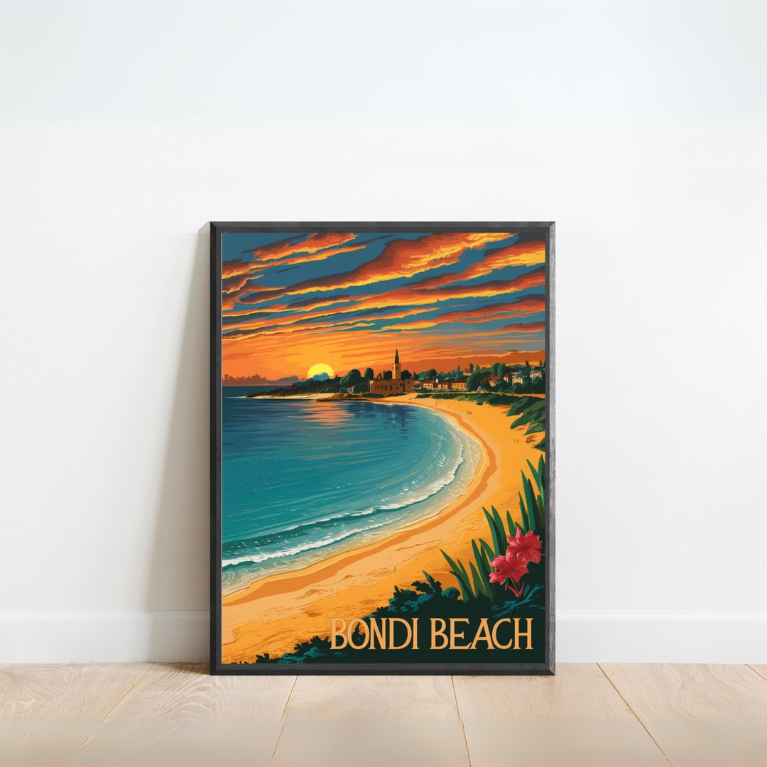 Bondi Beach Vintage Travel Poster - Bondi Beach Print, Sydney ...