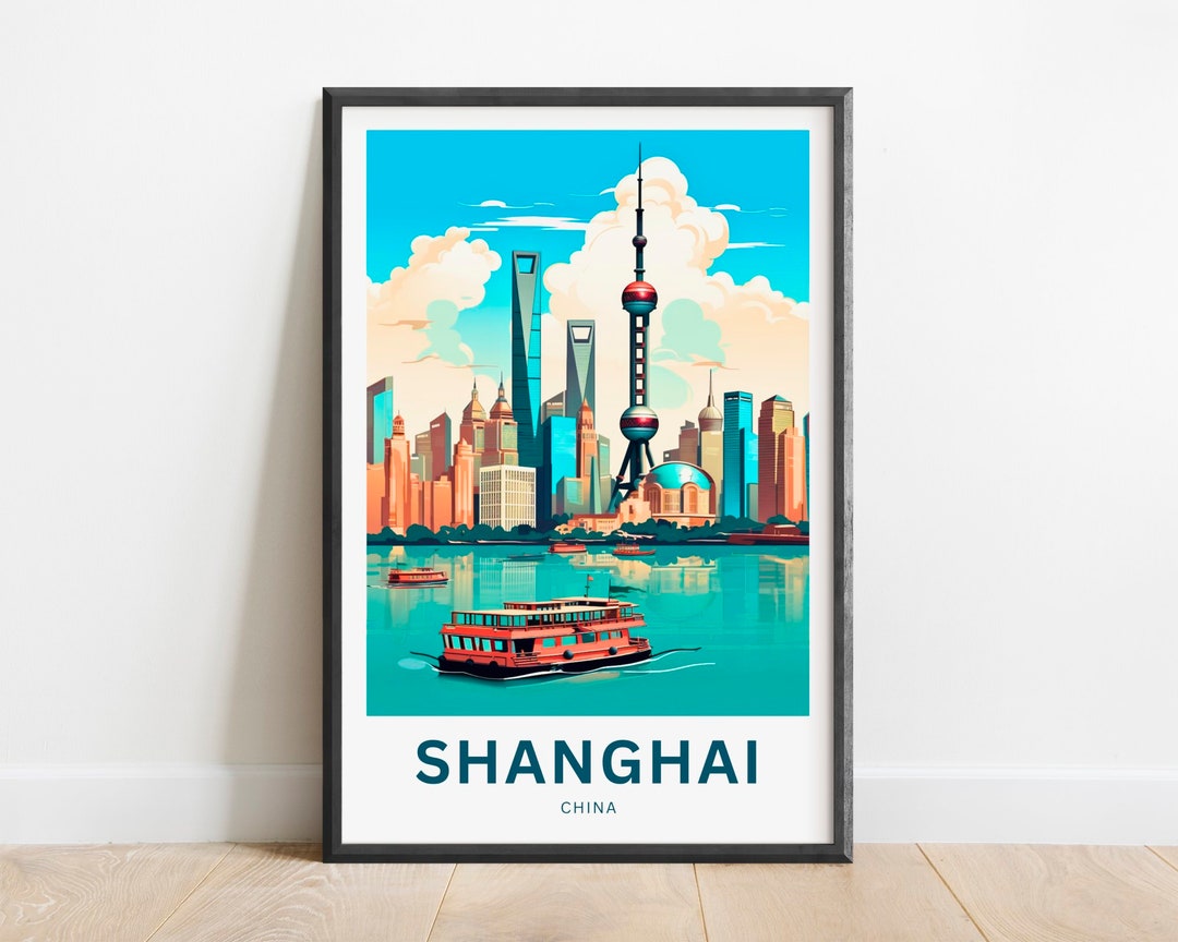 Shanghai Travel Print - Shanghai Poster, China Wall Art, Framed Present ...