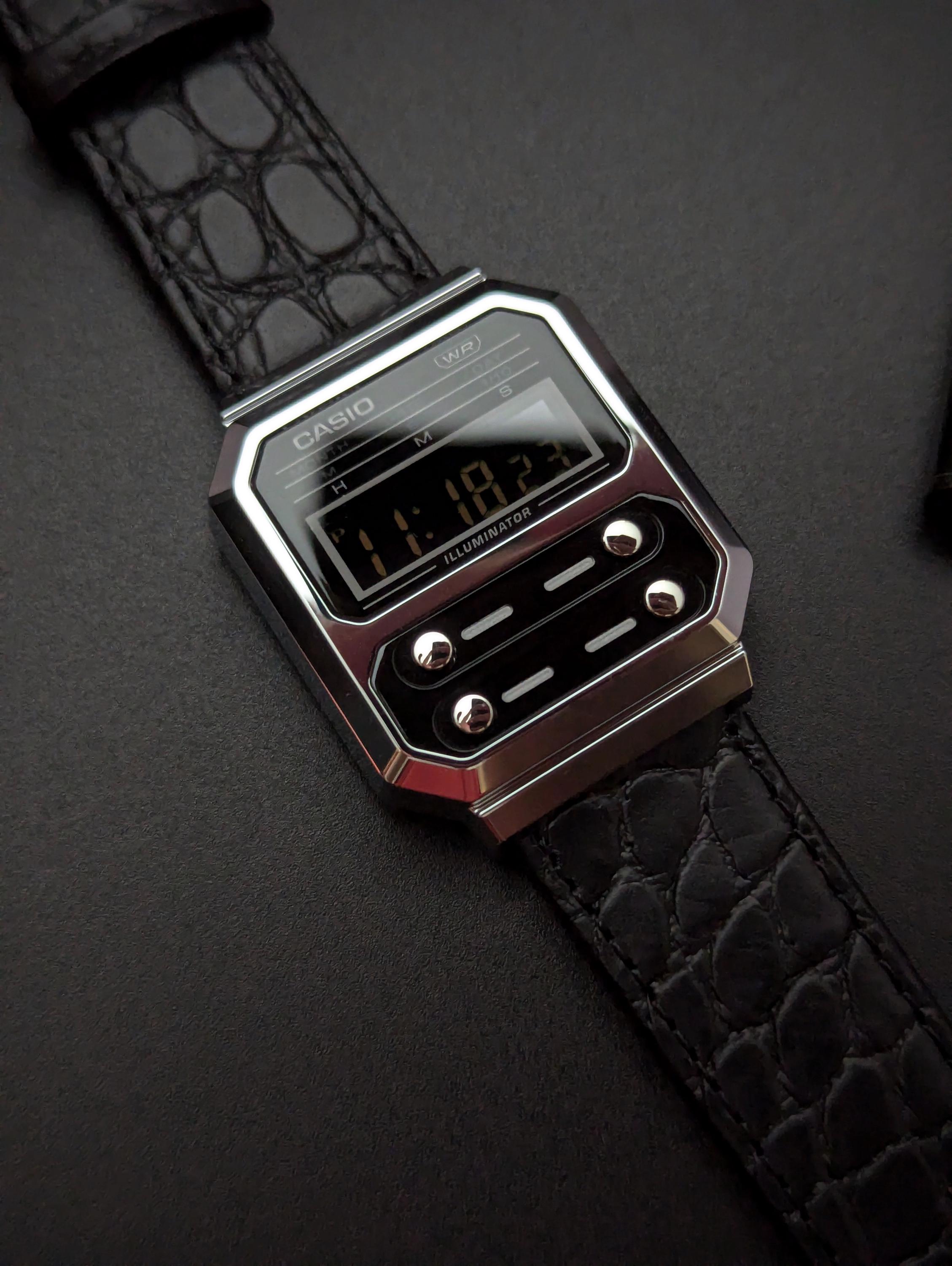 Custom Casio A100WE Agent || Genuine Leather Hand-notched Strap ...