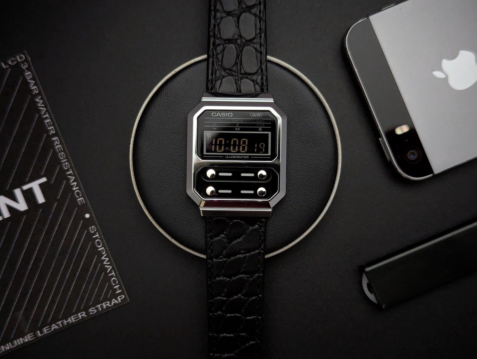 Custom Casio A100WE Agent || Genuine Leather Hand-notched Strap ...