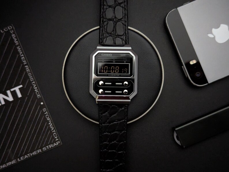 Custom Casio A100WE Agent || Genuine Leather Hand-notched Strap ...