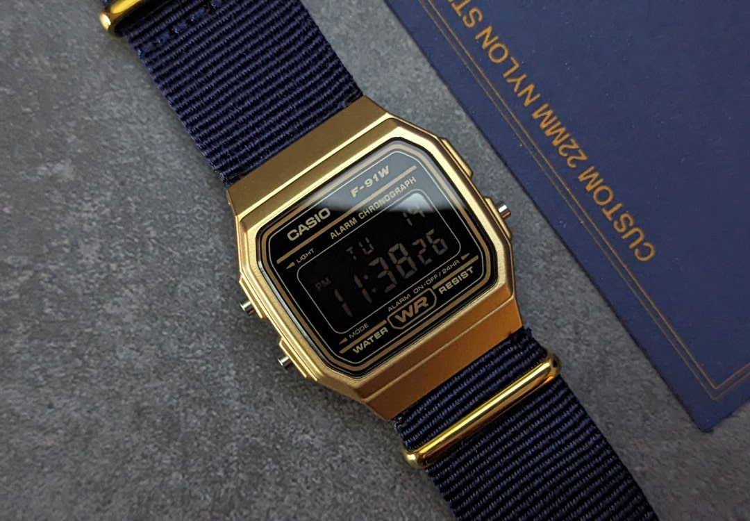 Custom Casio F-91W Hand-notched 22mm NATO Strap Retro Watch - Etsy