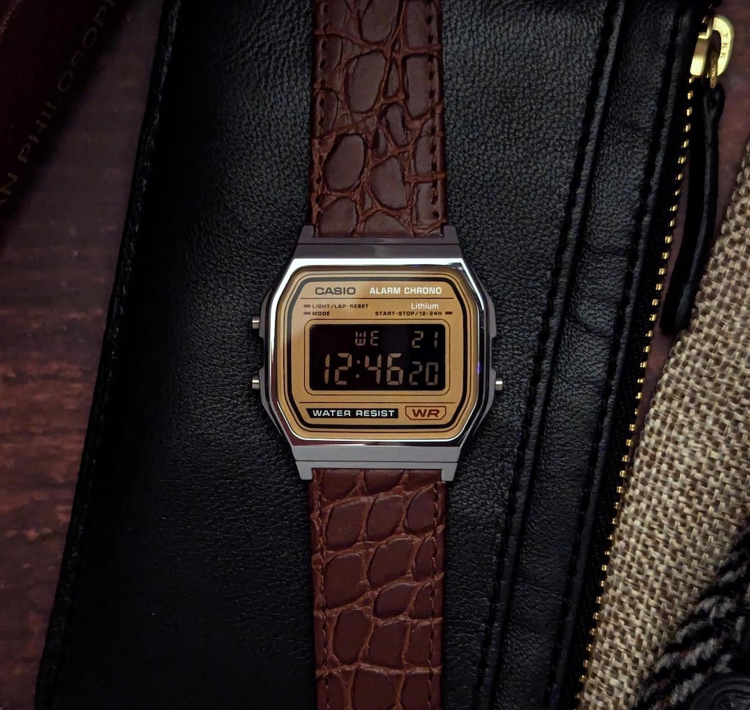 Custom Casio A158 Vintro || Genuine Leather Hand-notched Strap || Casio Vintage Collection - Etsy