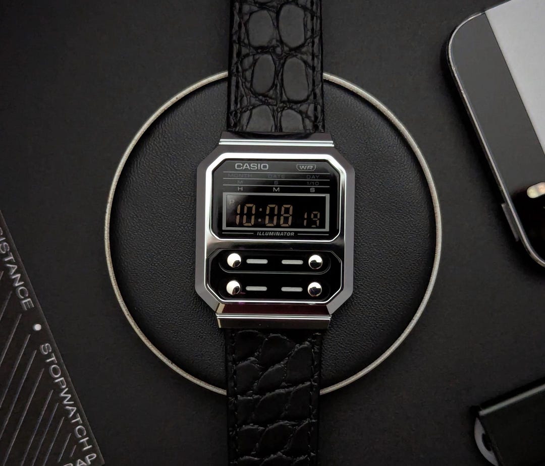 Custom Casio A100WE Agent || Genuine Leather Hand-notched Strap ...