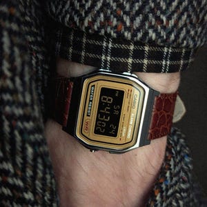 Custom Casio A158 Vintro || Genuine Leather Hand-notched Strap || Casio ...