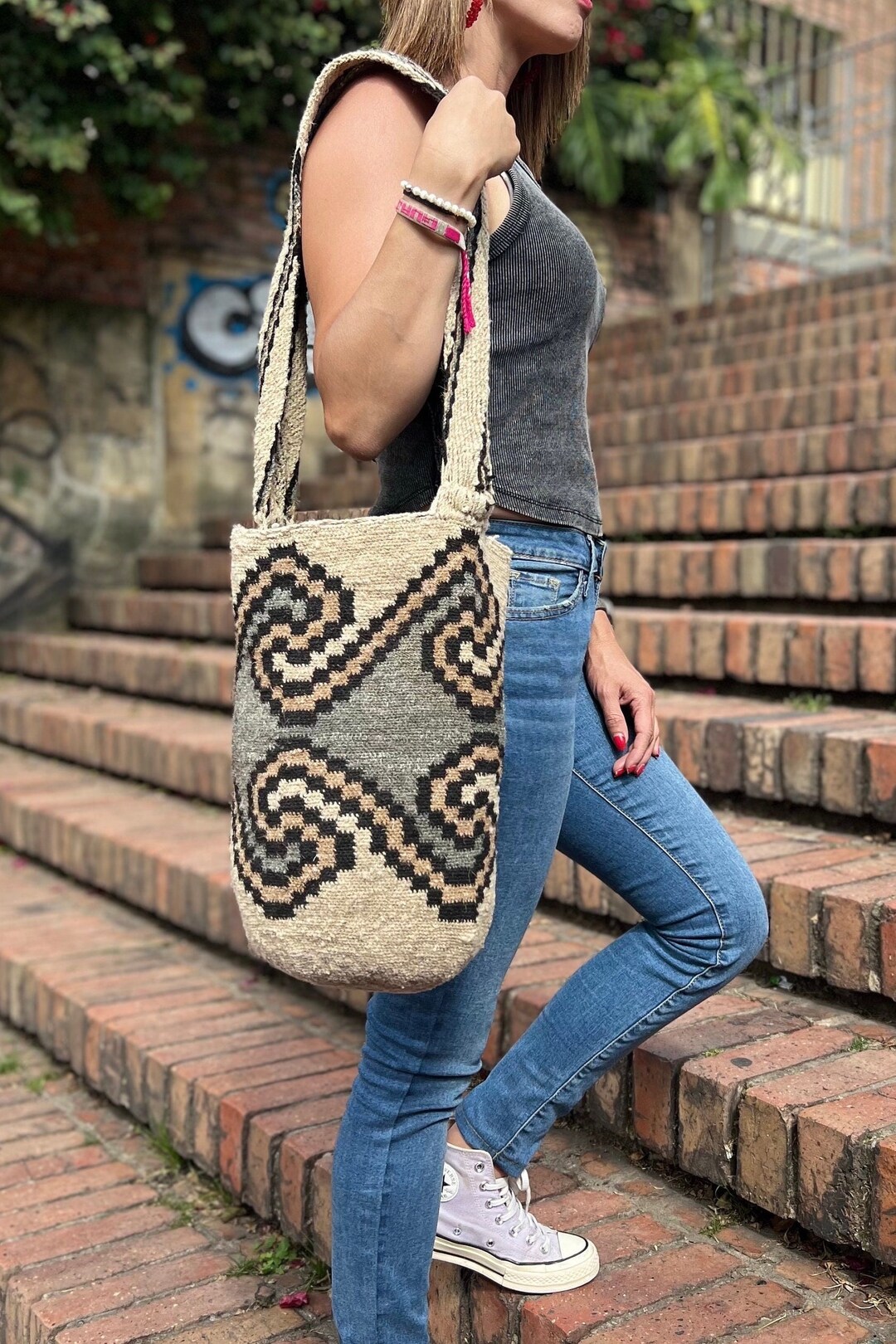 Rare ARHUACO Handwoven Mochilla Bag, Large Arhuaco Bags, Authentic ...