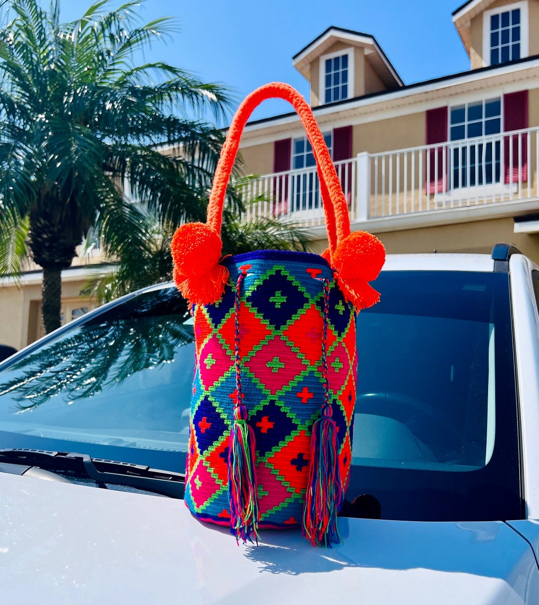 Large WAYUU Bag W/ Braided Handles, Wayuu Mochila Bag, Wayuu Purse ...